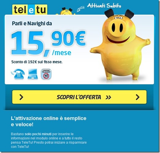 TeleTu: adsl e telefonate a 15,90 al mese se attivi online « Compralo Qua